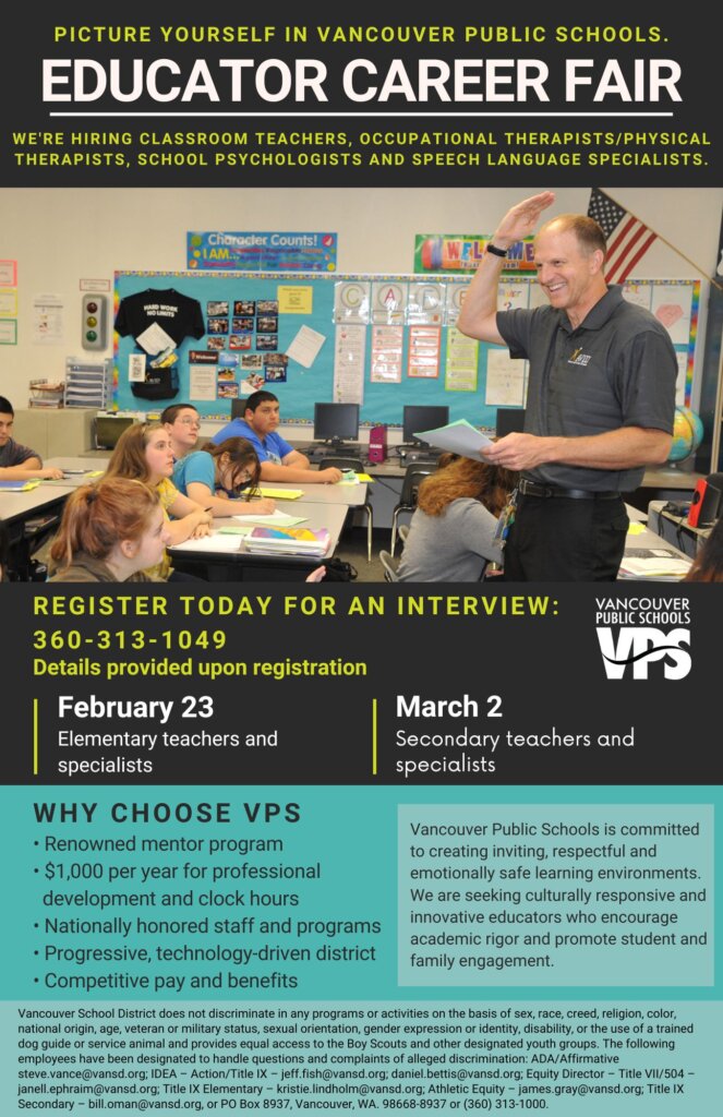 VPS Educator Career Fair: Secondary teachers and specialists ...