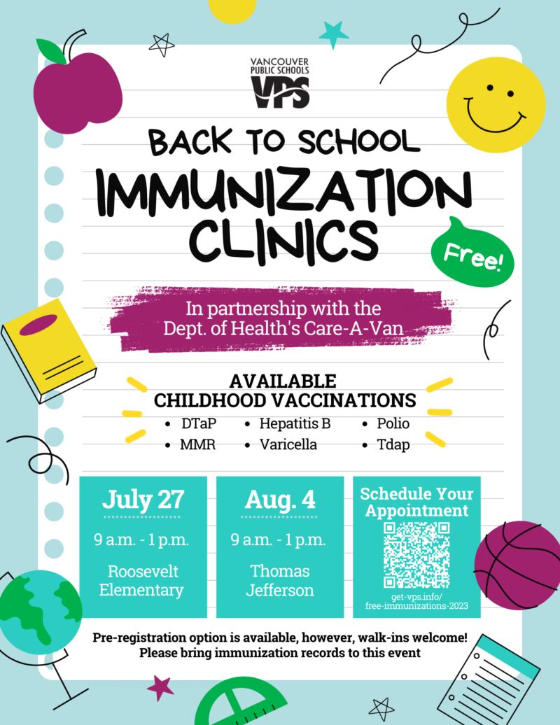 Back-to-School Immunization Clinic at Roosevelt Elementary School ...
