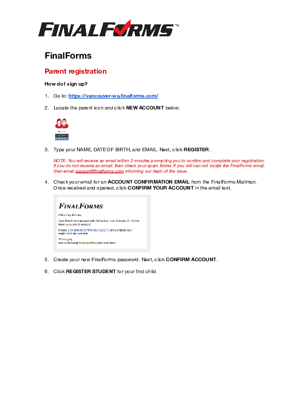 FinalForms registration instructions (extracurricular activities ...